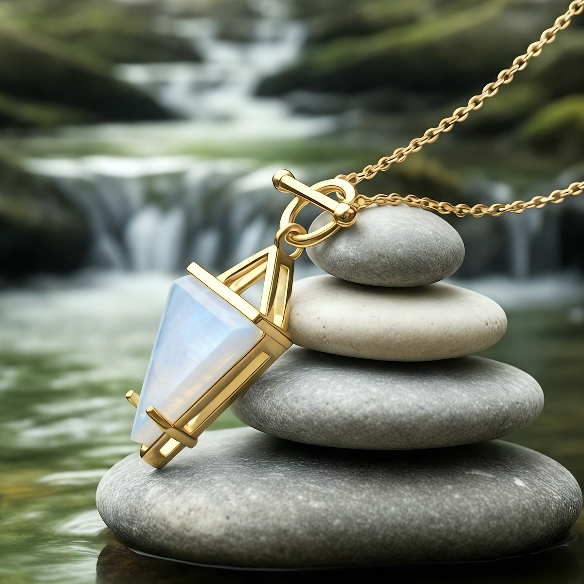 Moonstone & Gold Guardian Necklace – Spirit Magic